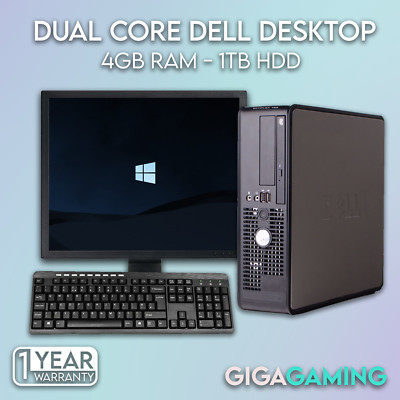 DELL Desktop PC Computer 19" Monitor Bundle with Windows 10 Dual Core ...