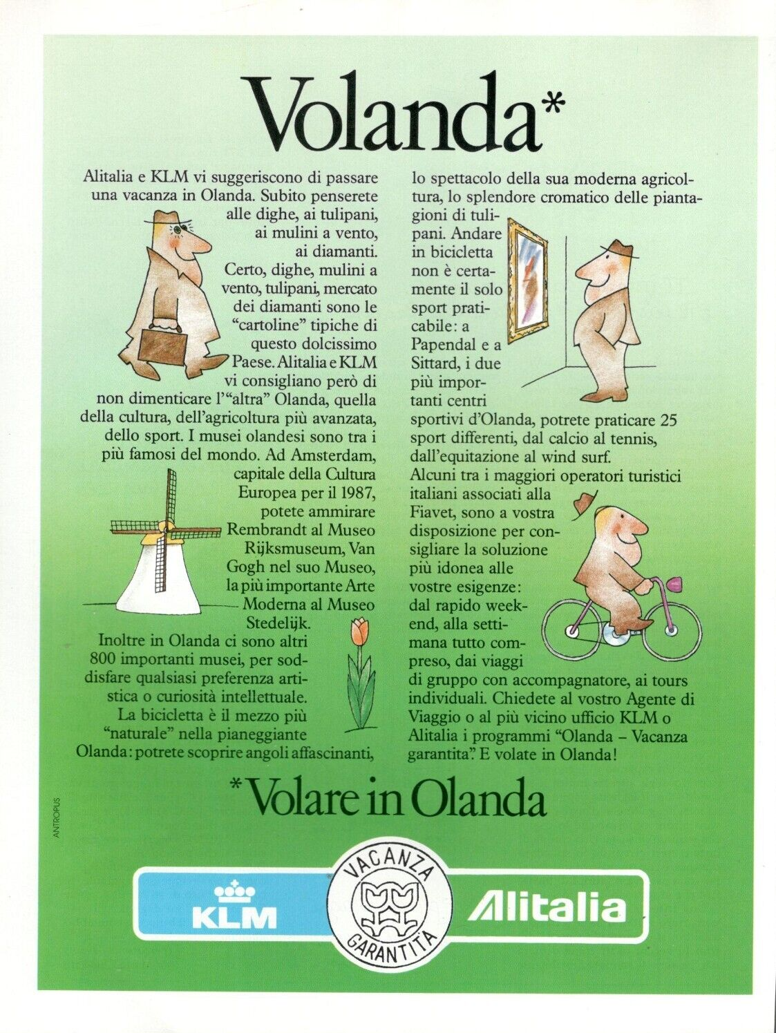 Alitalia Klm Airlines Volanda 1987 Advertising Original 1 Page | eBay ...