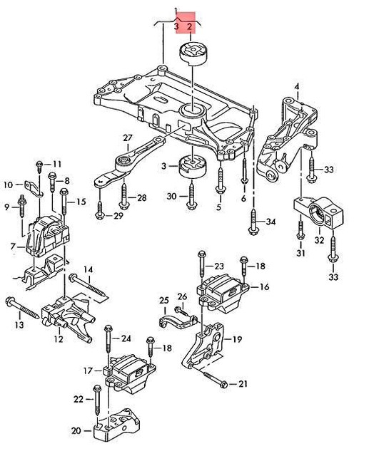 VW Beetle A5 Engine Mounting Upper Bonded Rubber Bush 1K0199868R ...