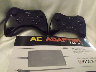 2 WIRELESS REMOTES FOR WII U + 1 A/C ADAPTER CORD | eBay