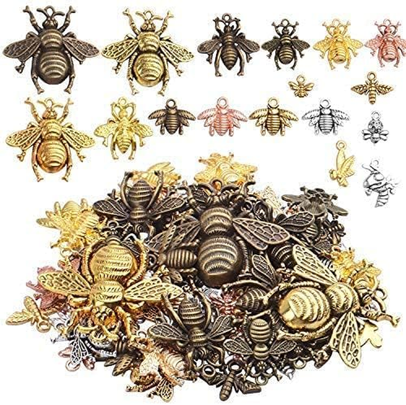 100G Alloy Bee Charm Mixed Honey Bee Pendant Charms Vintage Insect ...