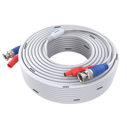 White 30m 100ft AHD DC Video Power Cable Connector CCTV Security Camera ...