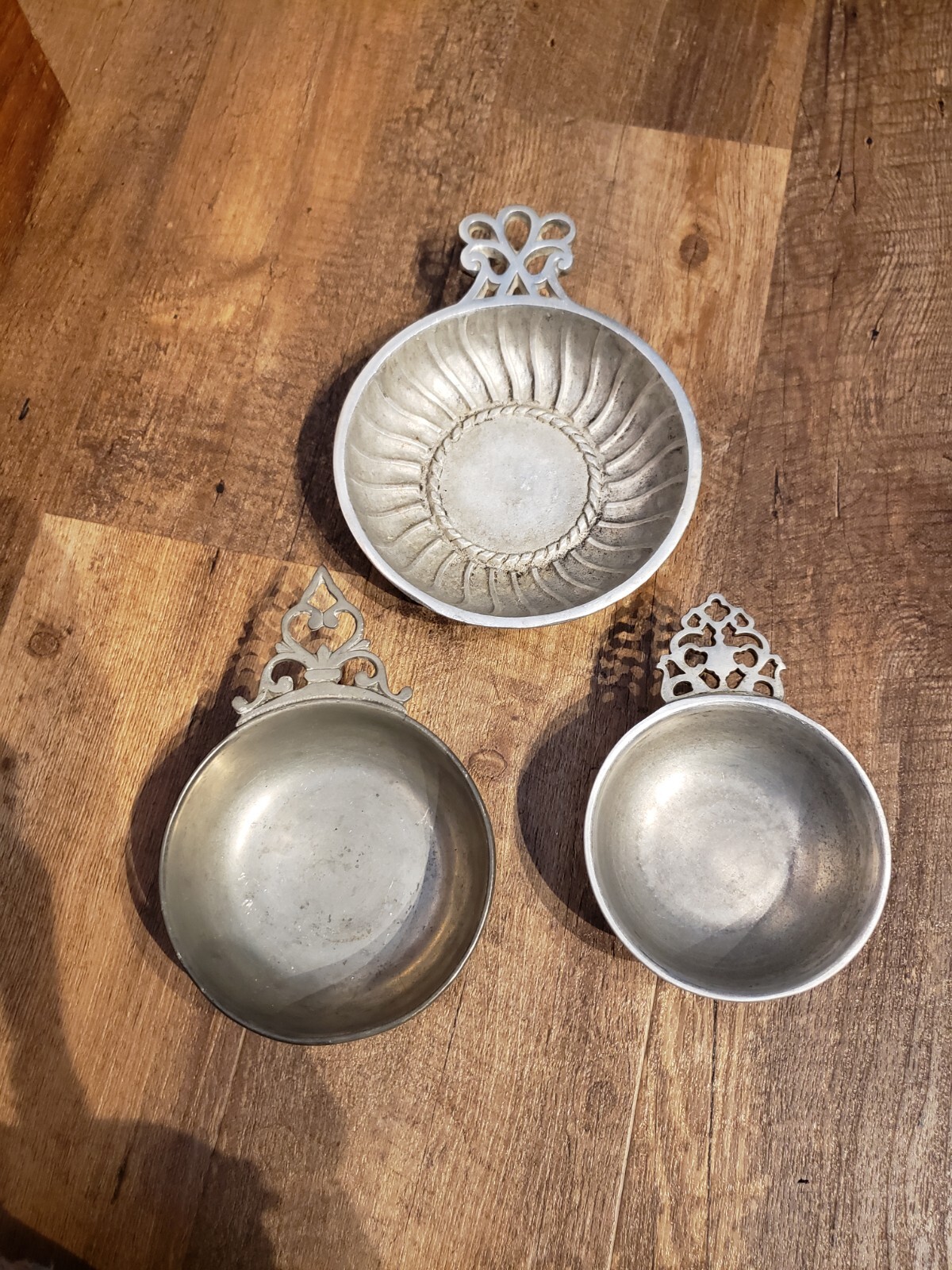 Lot of 3 Vintage Wine Porringer Dish Filigree Handle Bowl, Stede ...