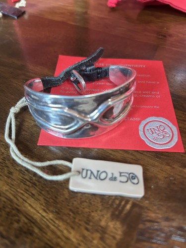 Uno de 50 Silver-Plated Unisex Bracelet Leather NWT | eBay
