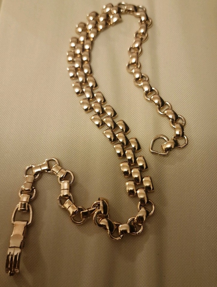Gold Plated Over Silver Gate Link Chain Necklace | eBay UK