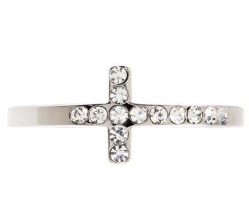 QVC Pave Crystal Cross Ring Stainless Steel by Design J279114 FREE ...