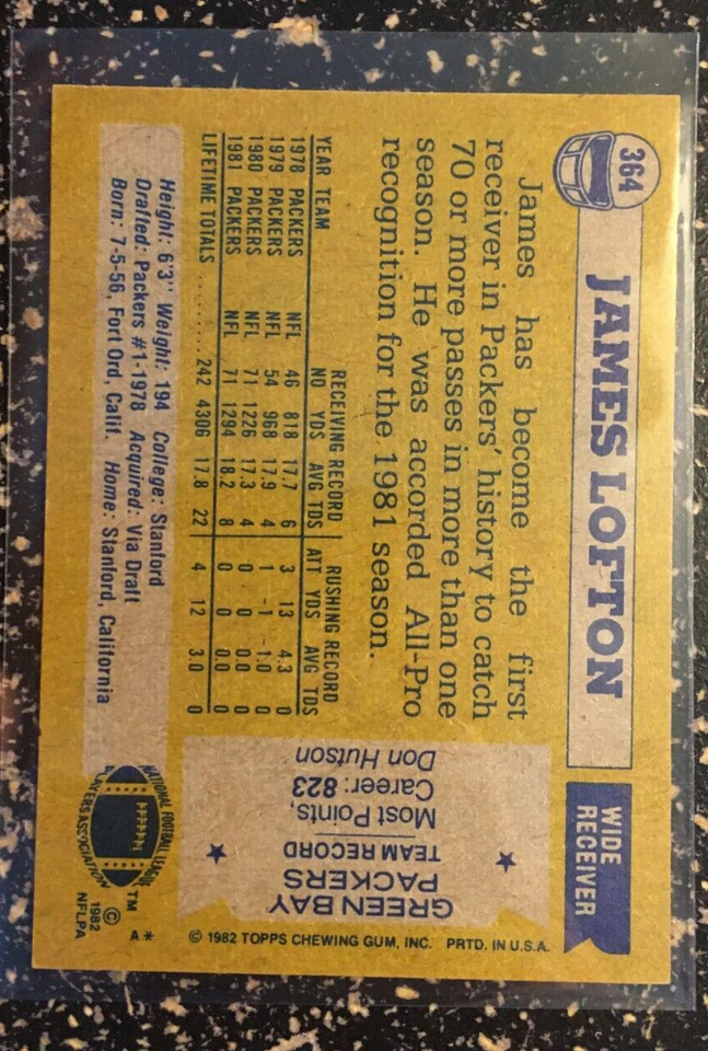 1982 Topps James Lofton #364 Green Bay Packers Base HOF All Pro | eBay