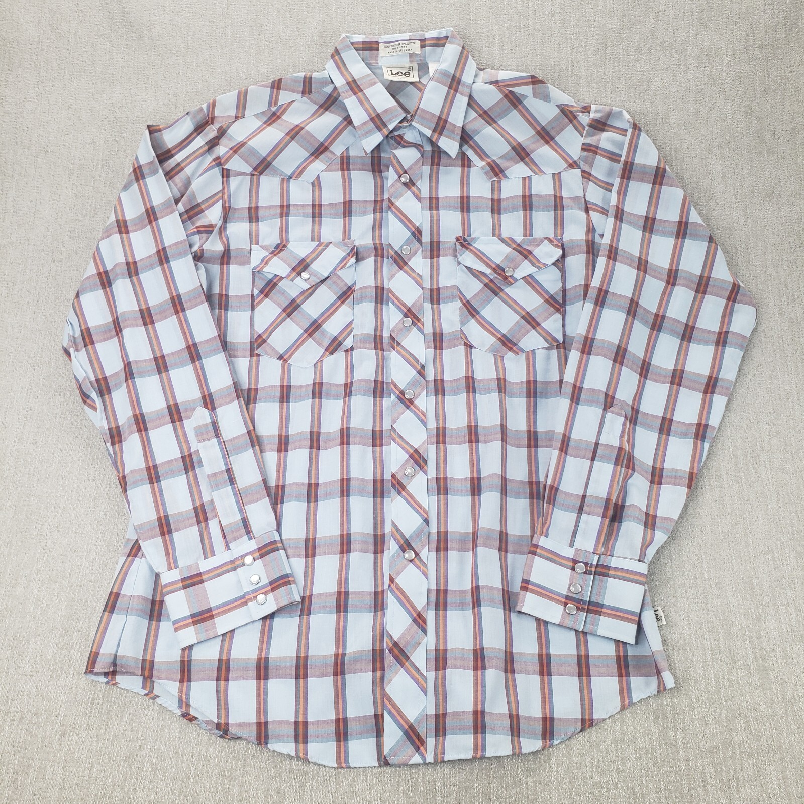 Lee Plaid Pattern Men's Pearl Snap Extra Long Tails Western Shirt Large ...