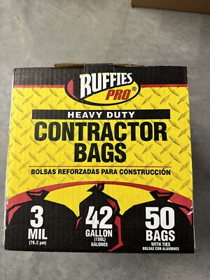 Ruffies Pro 42-gal Contractor Bags Heavy Duty 3 mil 50 Bags Black | eBay
