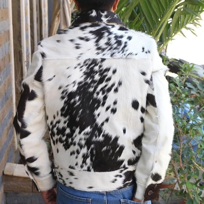 Genuine Cowhide Leather Jacket for Men | Natural Hair-On Cow Skin ...