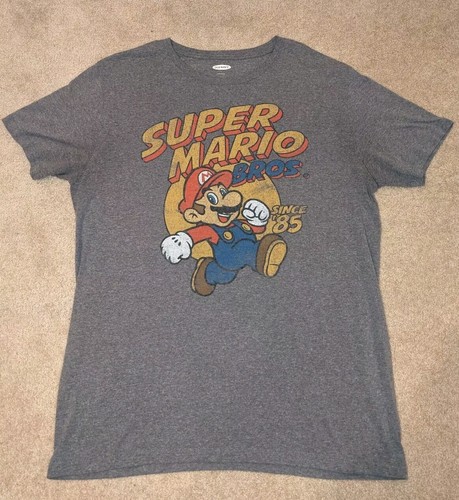 Old Navy Super Mario Bros Since 85 T Shirt Size L Heather Gray Retro | eBay
