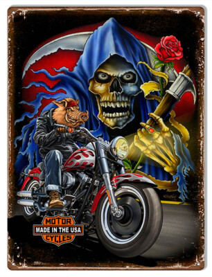Hog Riding Motorcycle Metal Art By Steve McDonald 12x16 | eBay