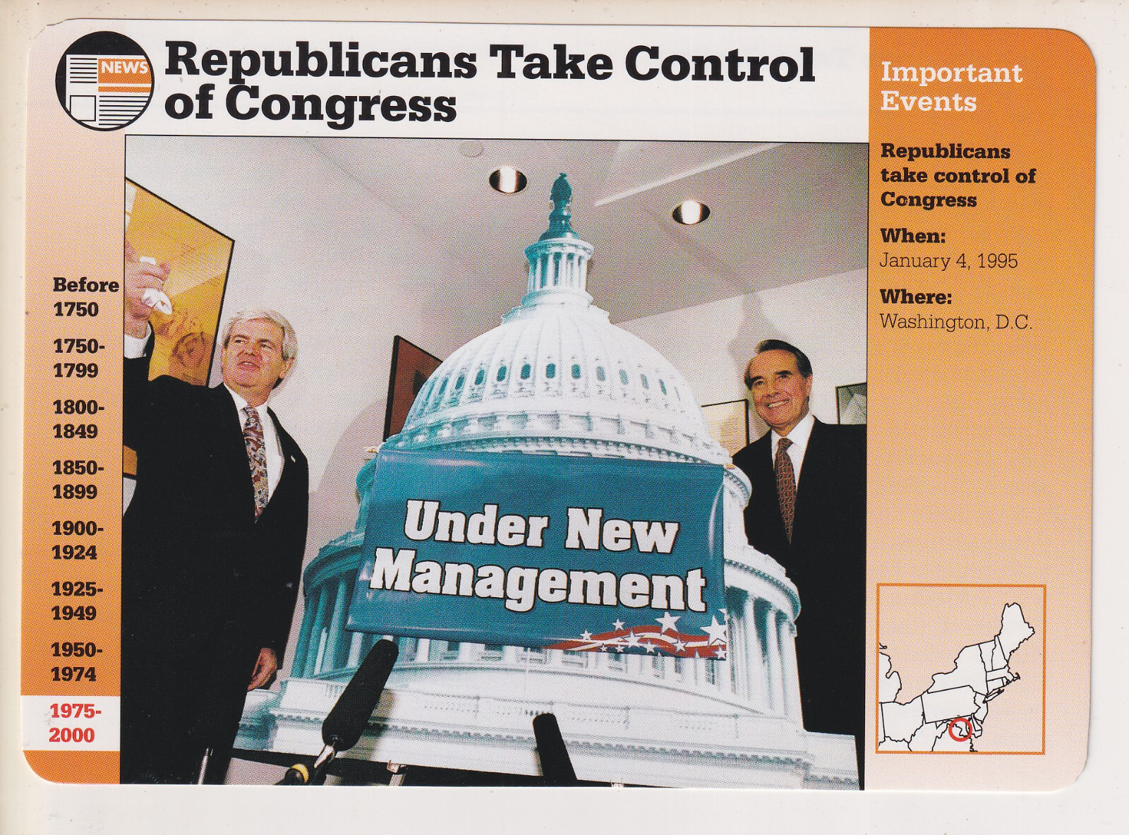 REPUBLICANS TAKE CONGRESS 1995 Newt Gingrich Dole GROLIER STORY OF ...