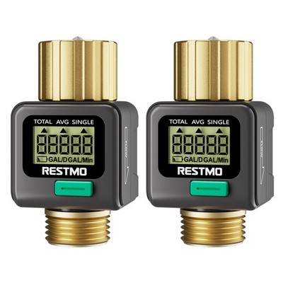 RESTMO Water Flow Meter, Brass Inlet & Outlet | 4 Measure Modes ...