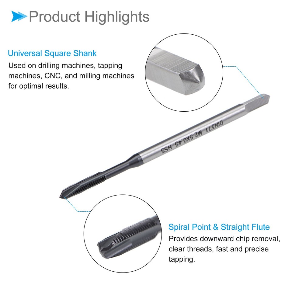 Spiral Point Tap Metric M2.5x0.45 Thread Size TICN Coated HSS Metric Tap 2Pcs | eBay