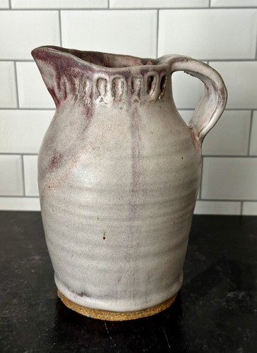 Studio Art Glazed Ceramic Pottery Pitcher Pinched Spout Artist Signed ...