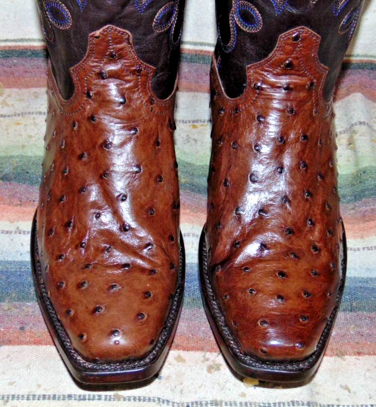 Mens Rujo The Gavin Brown Full Quill Ostrich Cowboy Boots 9 EE New in ...