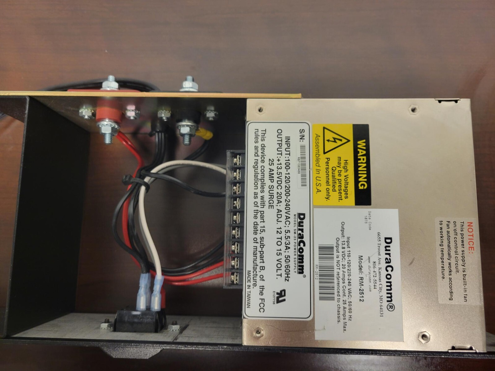 DURACOMM RM-2512 2RU RACK MOUNT POWER SUPPLY 100-120/200-240VAC 5.5/3A ...