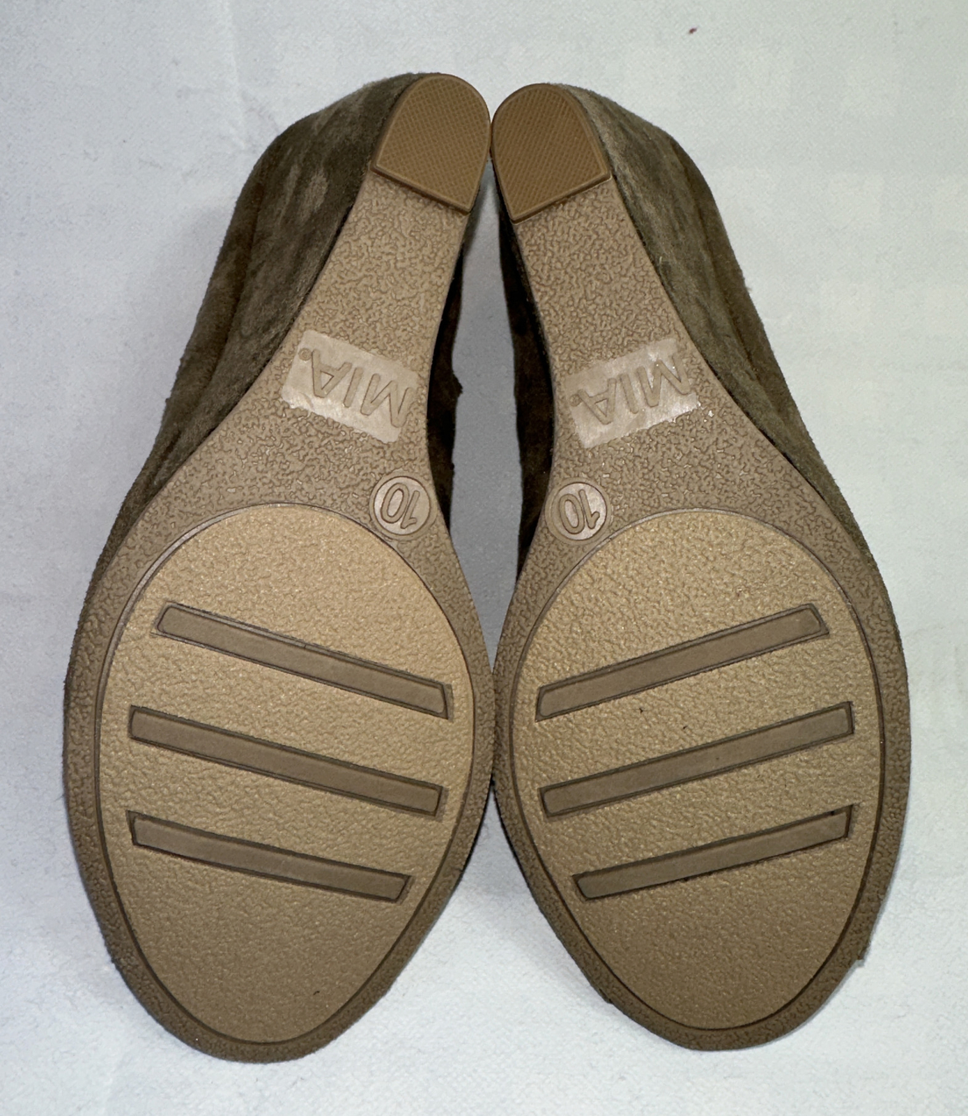 Mia Peep Toe Cutout 4 Inches Wedge Sandals Taupe Neutral Women’s Size ...