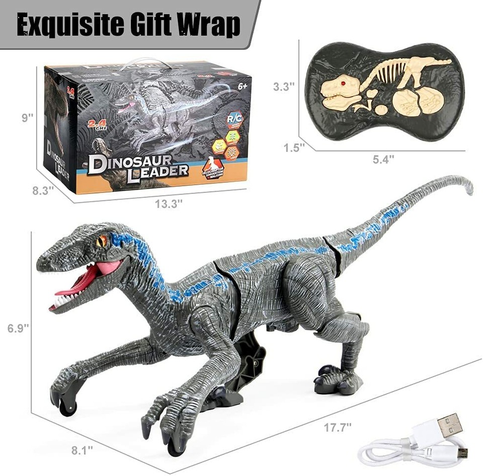 RC Dinosaur Intelligent Interactive Smart Toy Realistic Walking Roaring ...