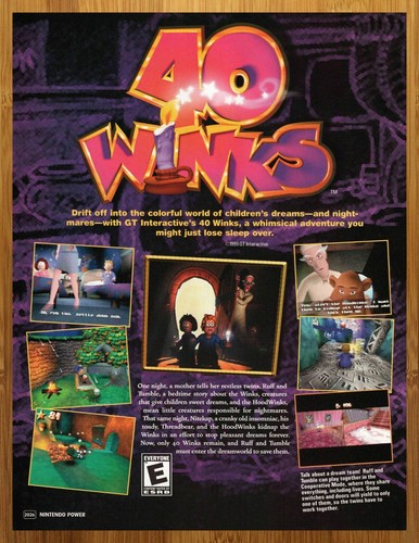 1999 40 Winks PS1 N64 Print Ad/Poster Authentic Original Video Game ...