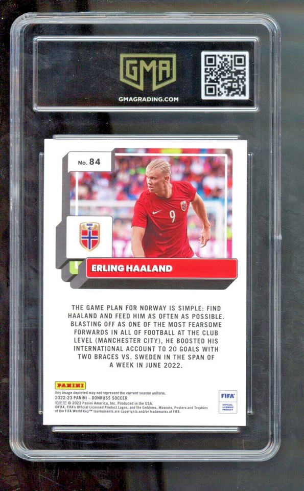 2022-23 Donruss FIFA ERLING HAALAND Silver #84 GMA 10 GEM Manchester ...