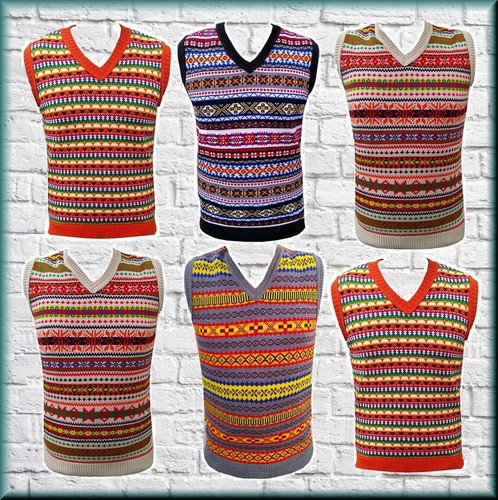 MENS FAIRISLE VEST SLEEVELESS RETRO VINTAGE JUMPER TANKTOP TANK TOP ...
