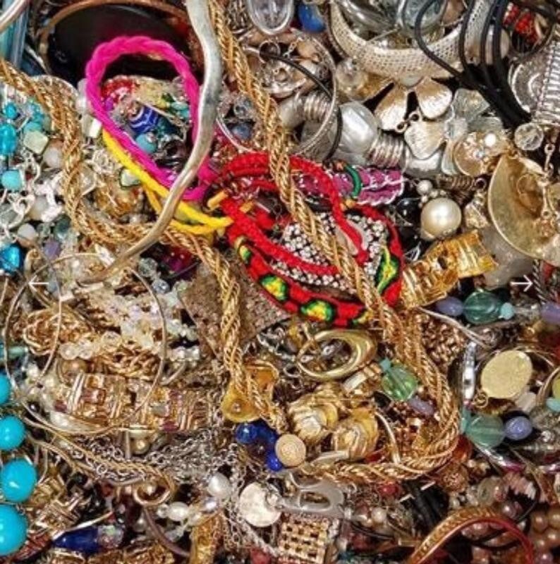 Estate Lot- Junk Drawer Old & new MIXED ITEMS-Jewelry, Trinkets, Coins ...