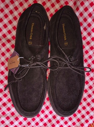 Thomas Crick Leather Suede Boat Shoes Black with Ortholite comfort foam ...