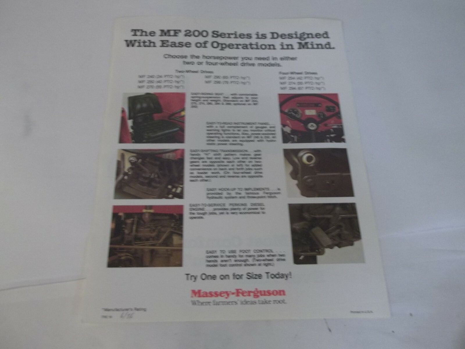 1986 Massey Ferguson MF 200 Series 2 & 4 Wheel Drive Tractor Sales ...