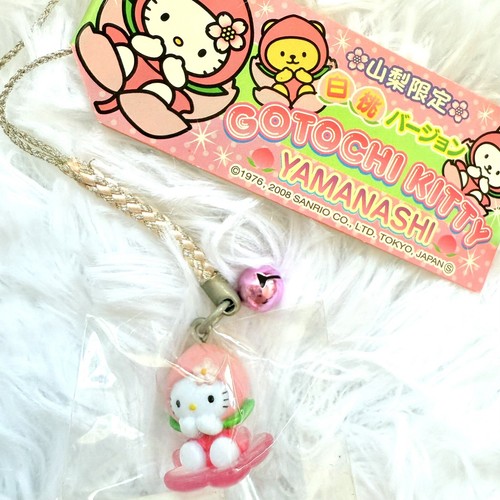 Hello Kitty Gotochi Peach Charms Keychain Strap Nezuke mono Yamanashi ...