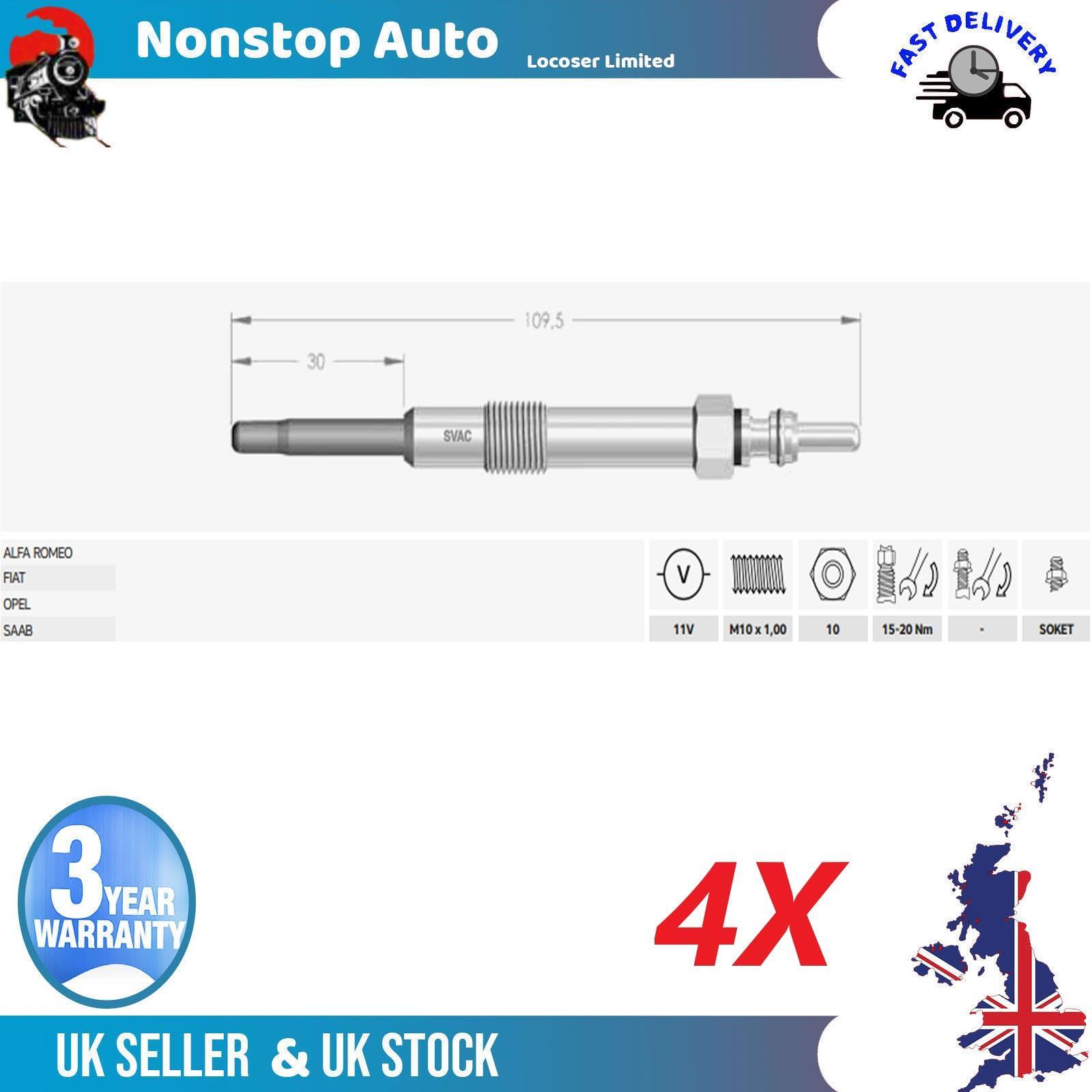 4X Glow Plugs For SAAB 9-3 1.9 TiD 93190433 | eBay
