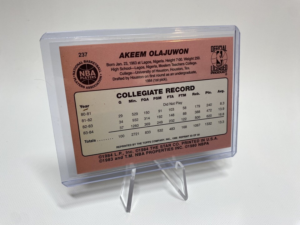 1984-85 Star #237 Hakeem Olajuwon Rare Centered True Rookie Card ‘96 ...