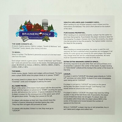 Brainerd Minnesota Monopoly Instructions Manual Rules Replacement Part ...