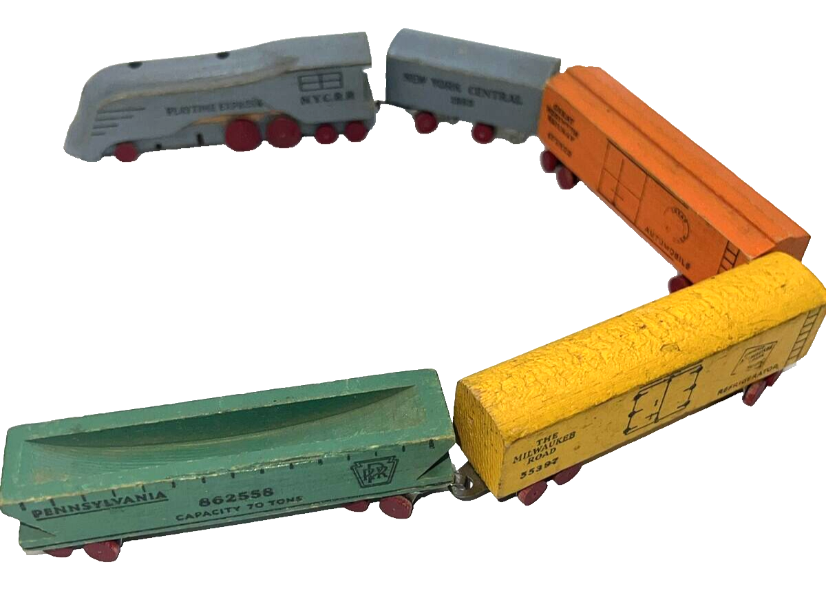 Playtime Express 5 Pc Wood Toy Train 1935 NYCRR Milwaukee Rd Great ...