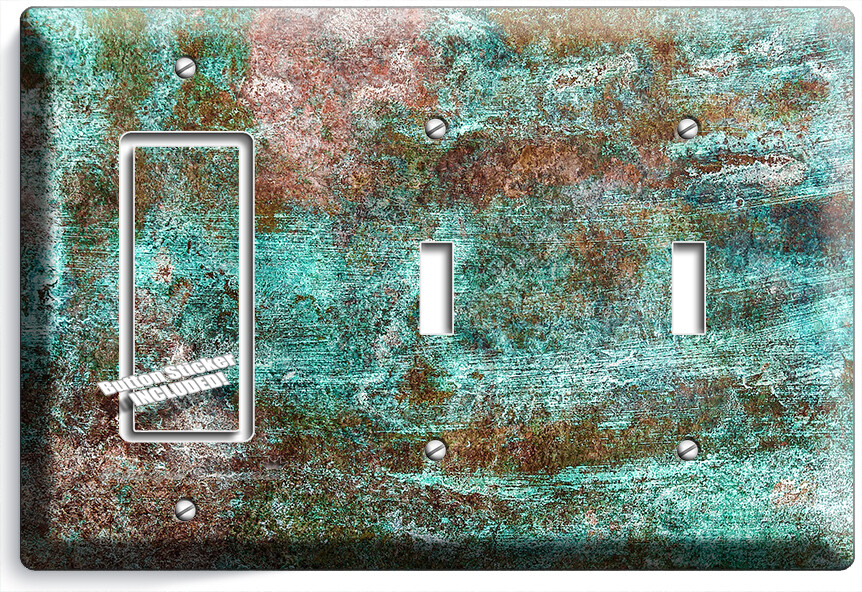 RUSTED COPPER GREEN PATINA RUSTIC LOOK LIGHT SWITCH OUTLET WALL PLATE ...