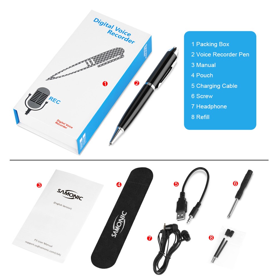 Digital Voice Recorder Pen,Audio Recorder Pen with Playback Mini Voice ...