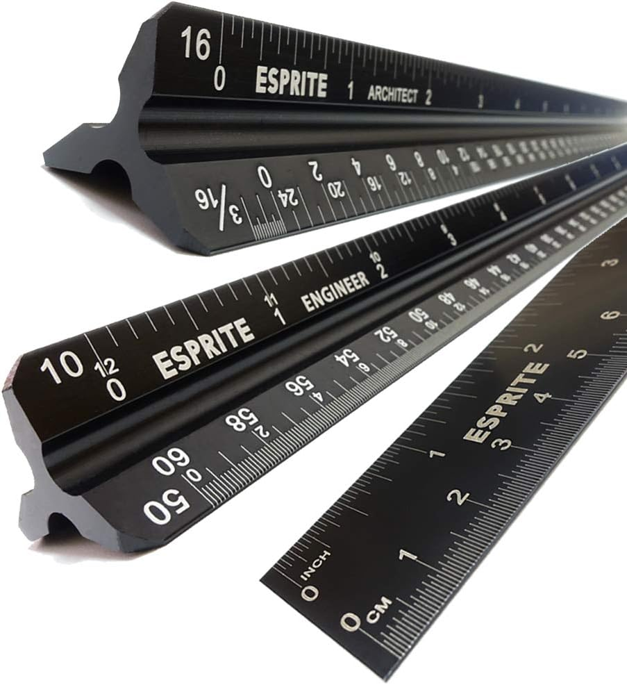 Triangular Scale Ruler Set, Architectural & Engineering Drafting Scales ...