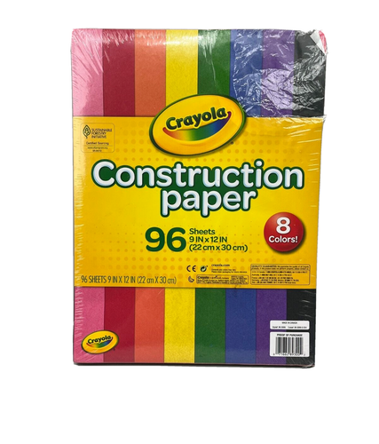 Crayola, Construction Paper 96 Sheets, 9" x 12", 8 Primary Colors | eBay