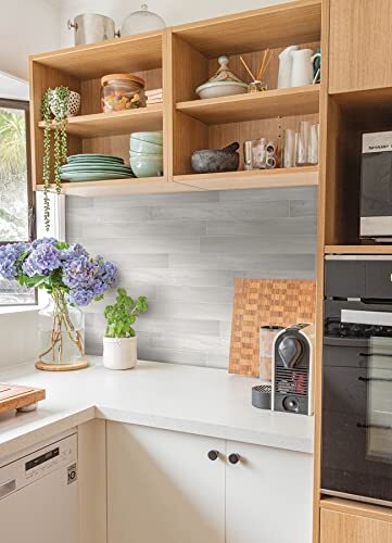 InHome ARB4256: Ash Porcelain Planks Peel & Stick Rolled Backsplash ...