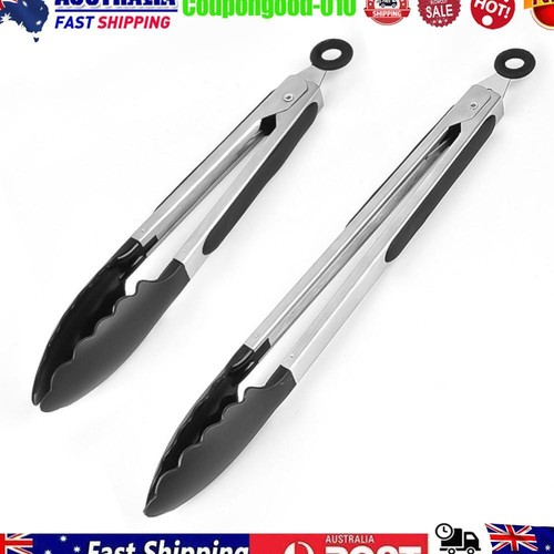 Food Grade Silicone BBQ Grilling Tong Kitchen Salad Bread Serving Non ...