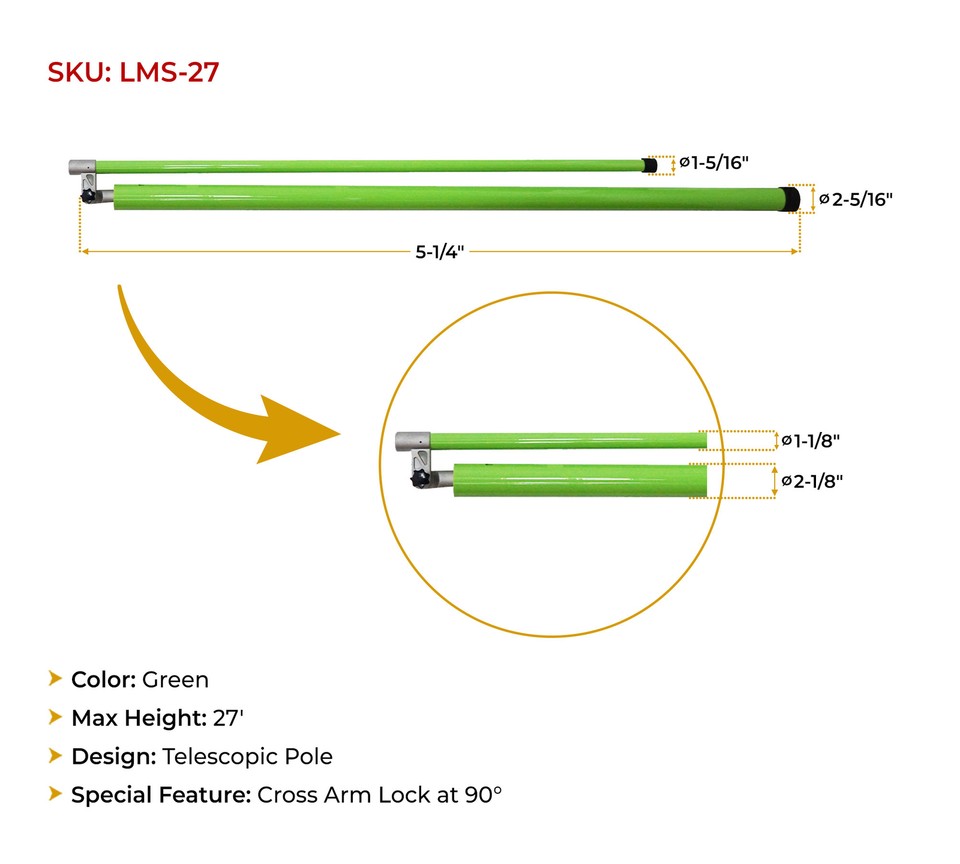 27' Load Height Measurement Stick w/ Telescopic Mechanism for Trucks ...