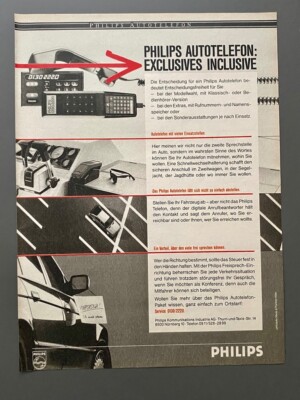 Philips Autotelefon Oldtimer 80s retro 1987 Vintage Advert Werbung ...