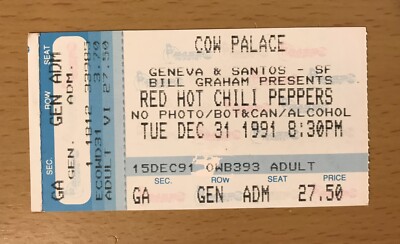 1991 RED HOT CHILI PEPPERS PEARL JAM NIRVANA SAN FRANCISCO CONCERT ...