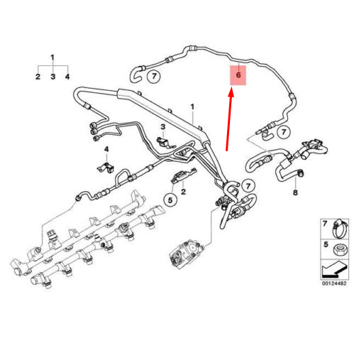 BMW 7 E65 Fuel Injection System Vent Tubing Line 13537556232 Genuine ...
