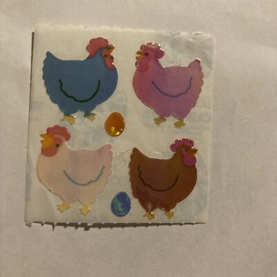 Vintage Sandylion 1980’s Pearly iridescent shiny chicken w eggs stickers | eBay