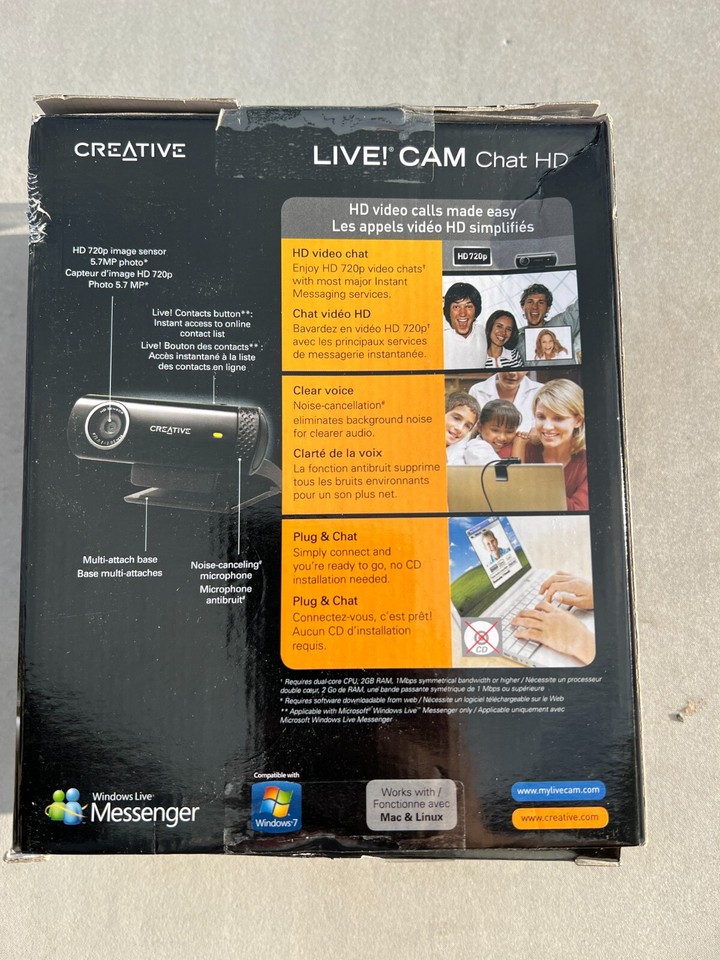 Creative Live! Cam Chat HD Video Calls Webcam Model VF0700 HD 720p | eBay