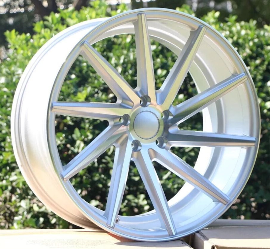 20" Tuner Wheels 20x8.5 5x120 +35 W013 Swirl Style Silver Machined Rims ...
