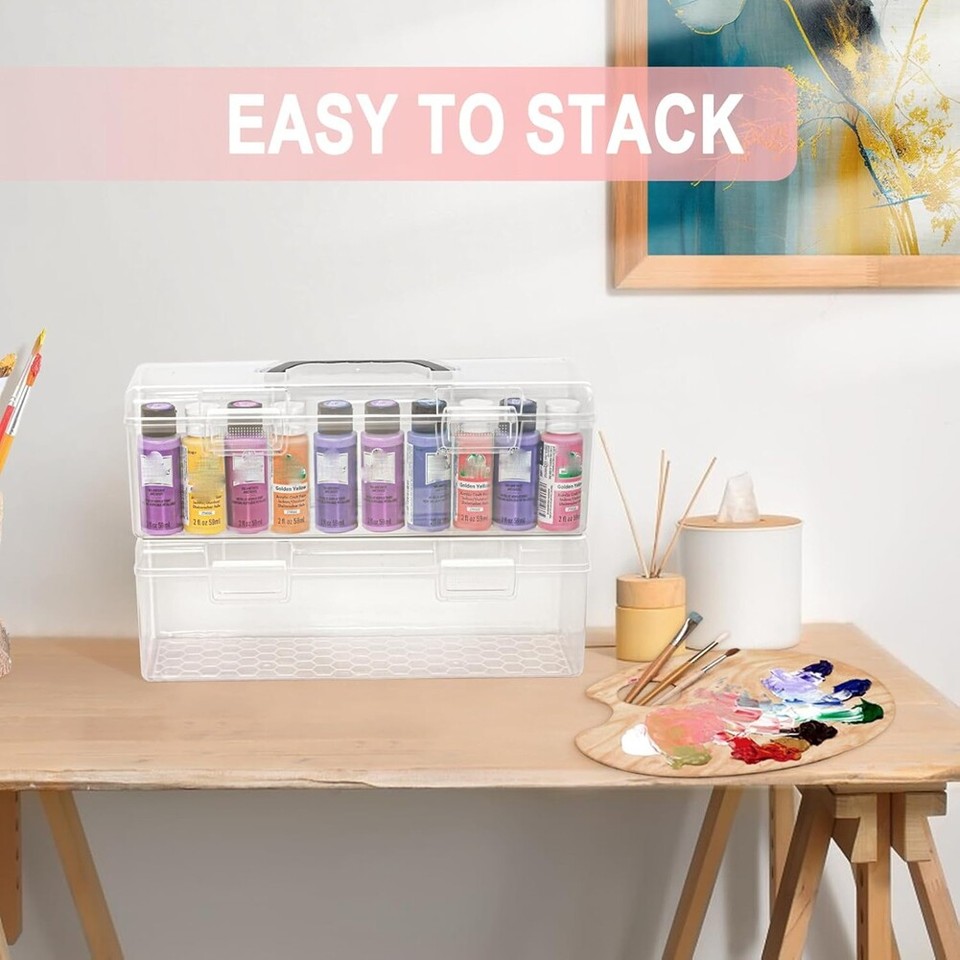 Acrylic Paint Storage Box, 30 Bottle Capacity Acrylic Paint Storage Box ...
