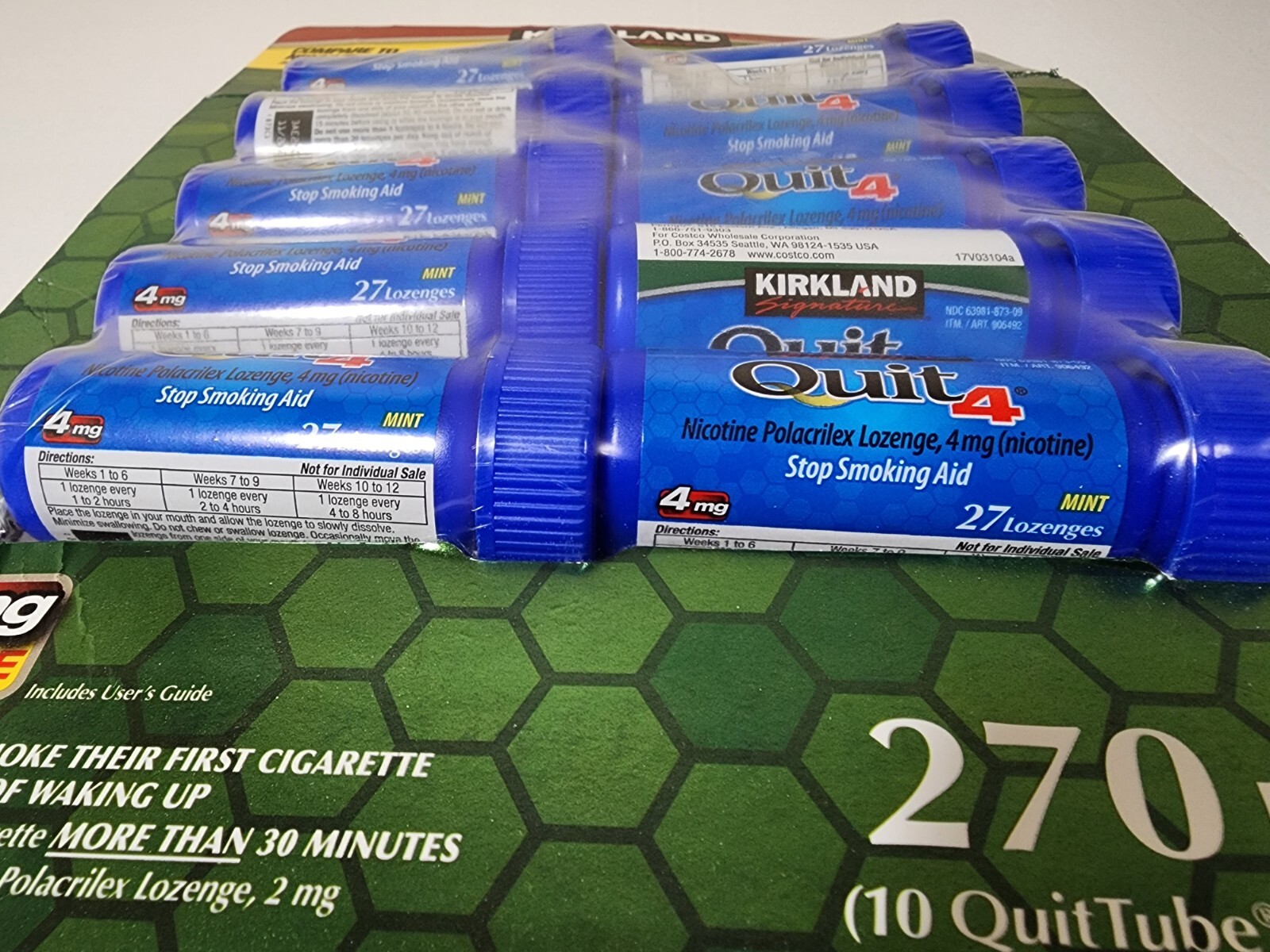 Kirkland Quit 4 mg Lozenge 270 Pieces Nicotine Polacrilex Stop Smoking ...